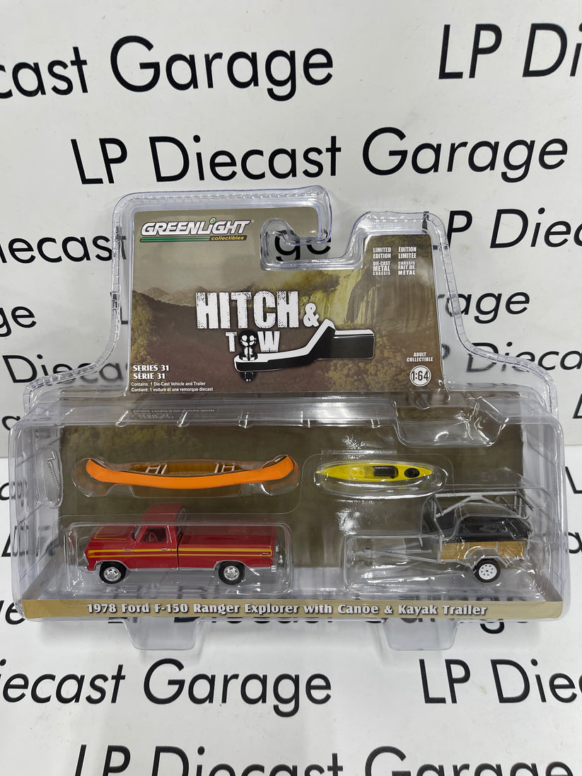 GREENLIGHT 1978 Ford F-150 Ranger Explorer Canoe & Kayak Trailer 1:64 ...