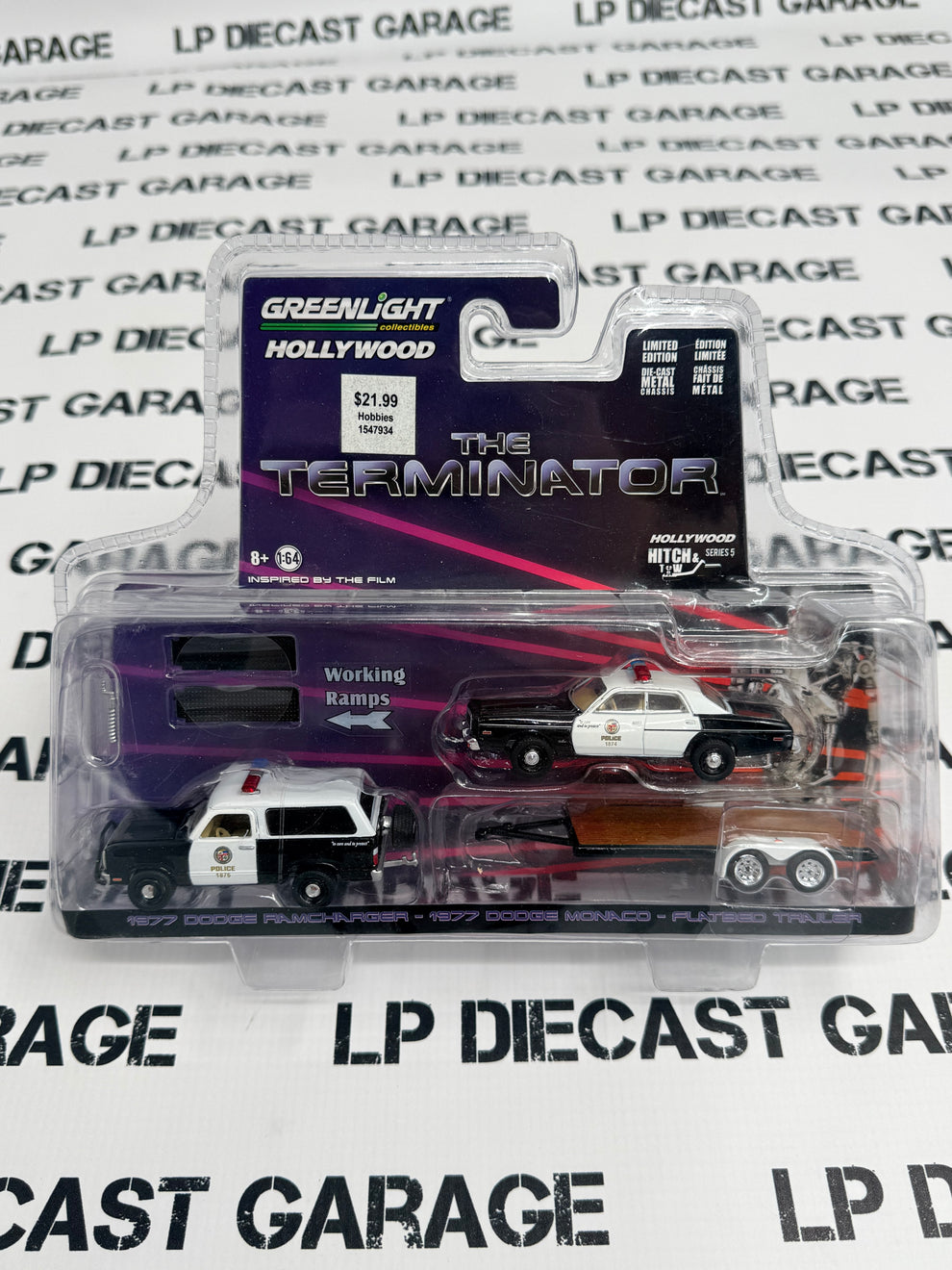 GREENLIGHT Terminator Set 1977 Dodge Ramcharger Monaco Trailer 1:64 Di ...